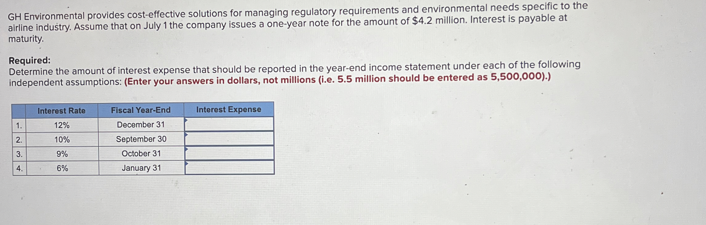 Solved GH Environmental provides cost-effective solutions | Chegg.com