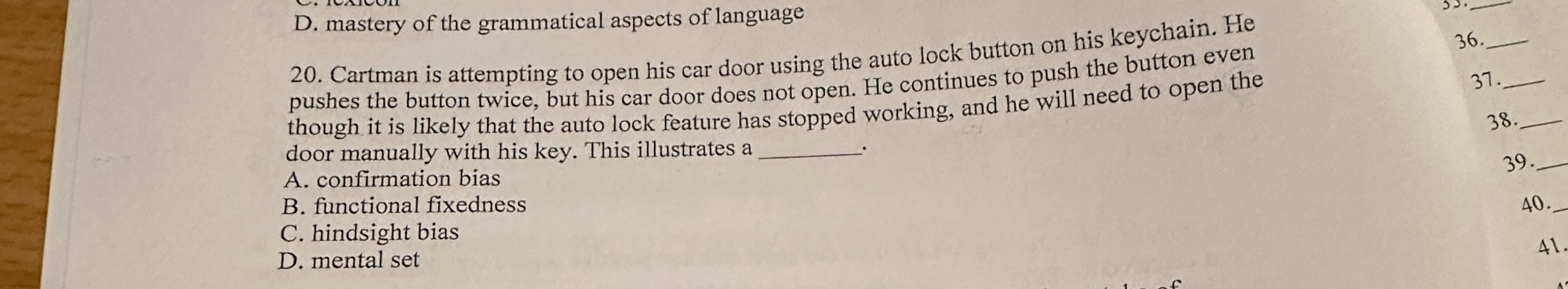 Solved 20. ﻿Cartman is attempting to open his car door using | Chegg.com