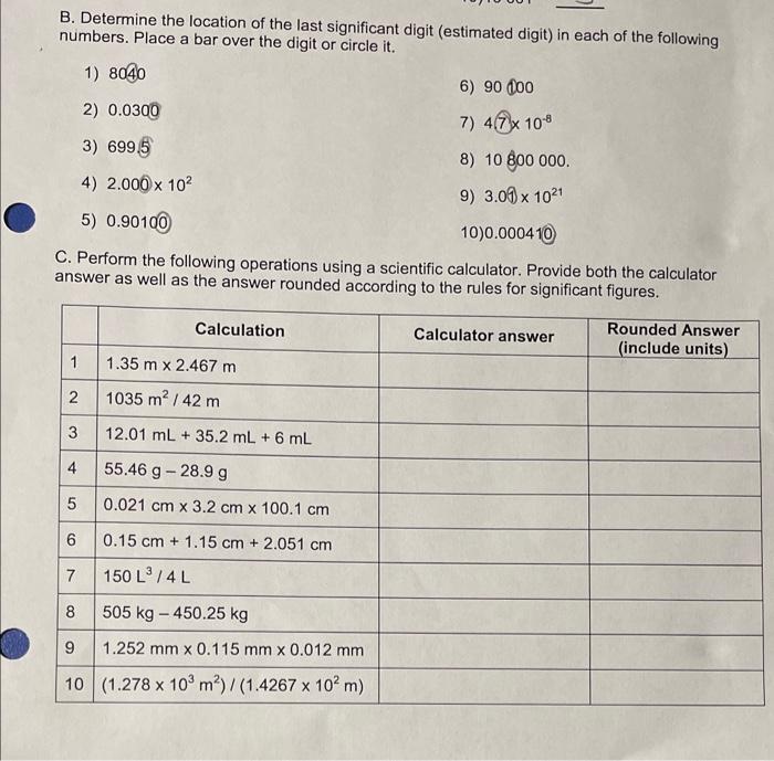Solved B. Determine the location of the last significant | Chegg.com