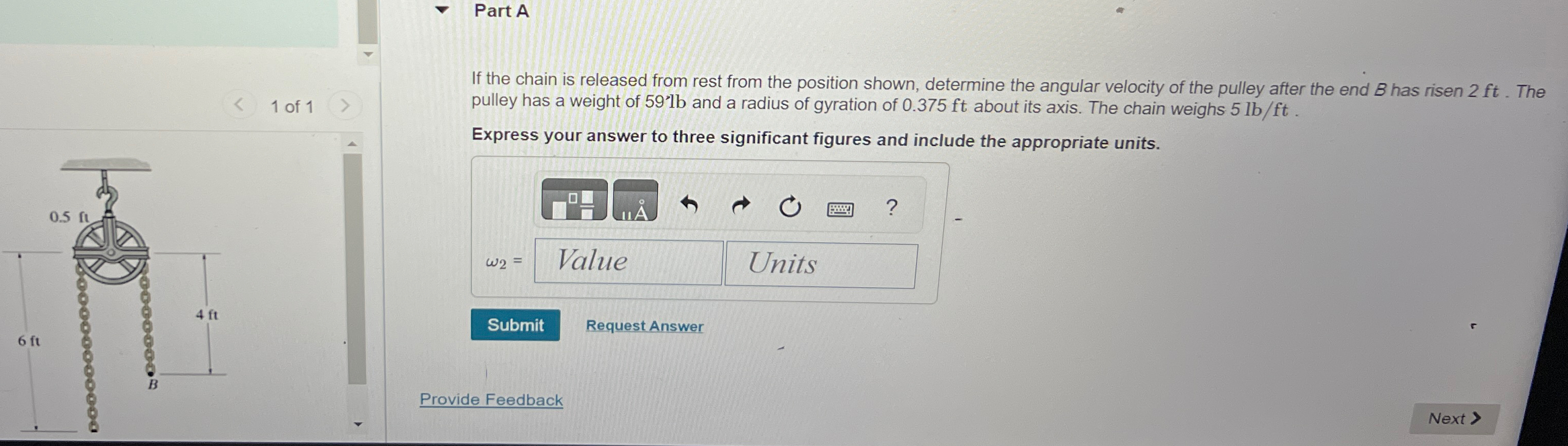 Solved Part A1 ﻿of 1If the chain is released from rest from | Chegg.com
