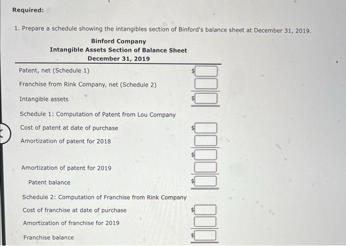 Solved Intangibles: Balance Sheet Presentation and Income | Chegg.com