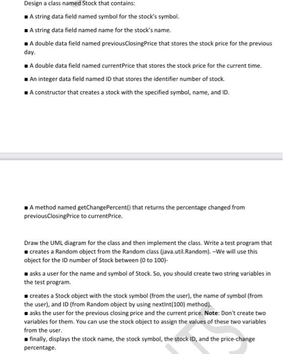 Solved Design a class named Stock that contains: A string | Chegg.com