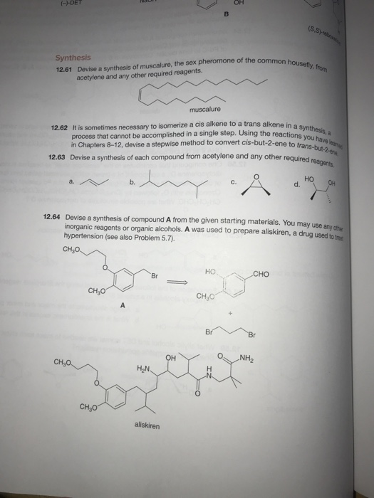 Solved (-)-DET OH IS S amon housefly, from Synthesis 12.61 | Chegg.com