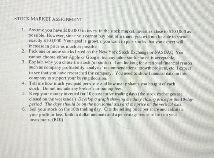 Solved stock marketing for intro to business After solving | Chegg.com