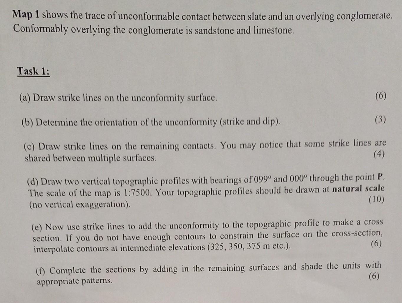 Map 1 shows the trace of unconformable contact | Chegg.com