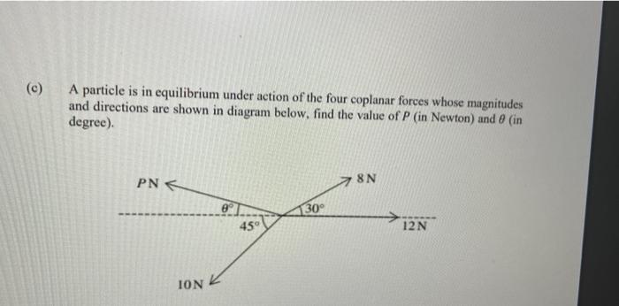 Solved (c) A particle is in equilibrium under action of the | Chegg.com