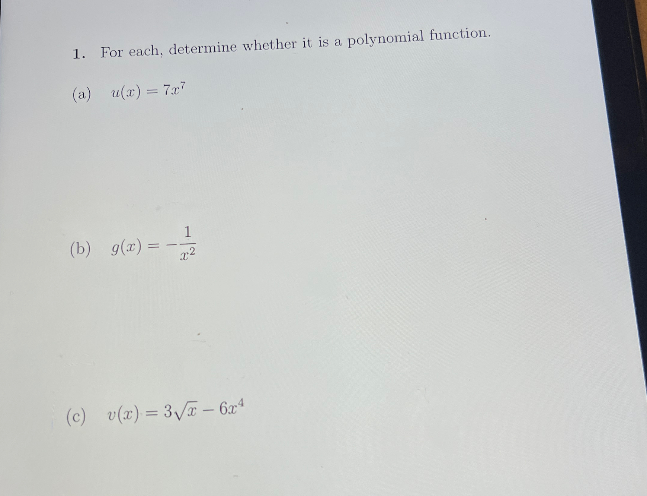 Solved For each, determine whether it is a polynomial | Chegg.com