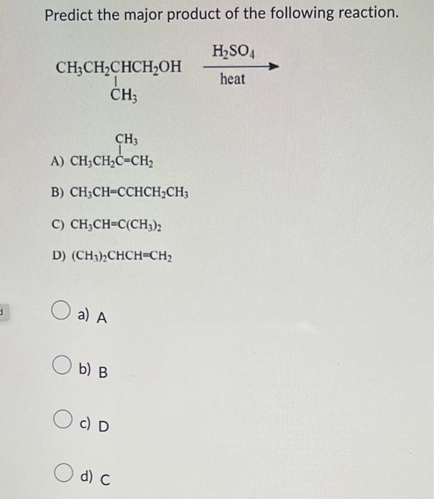 Solved Predict the major product of the following reaction. | Chegg.com