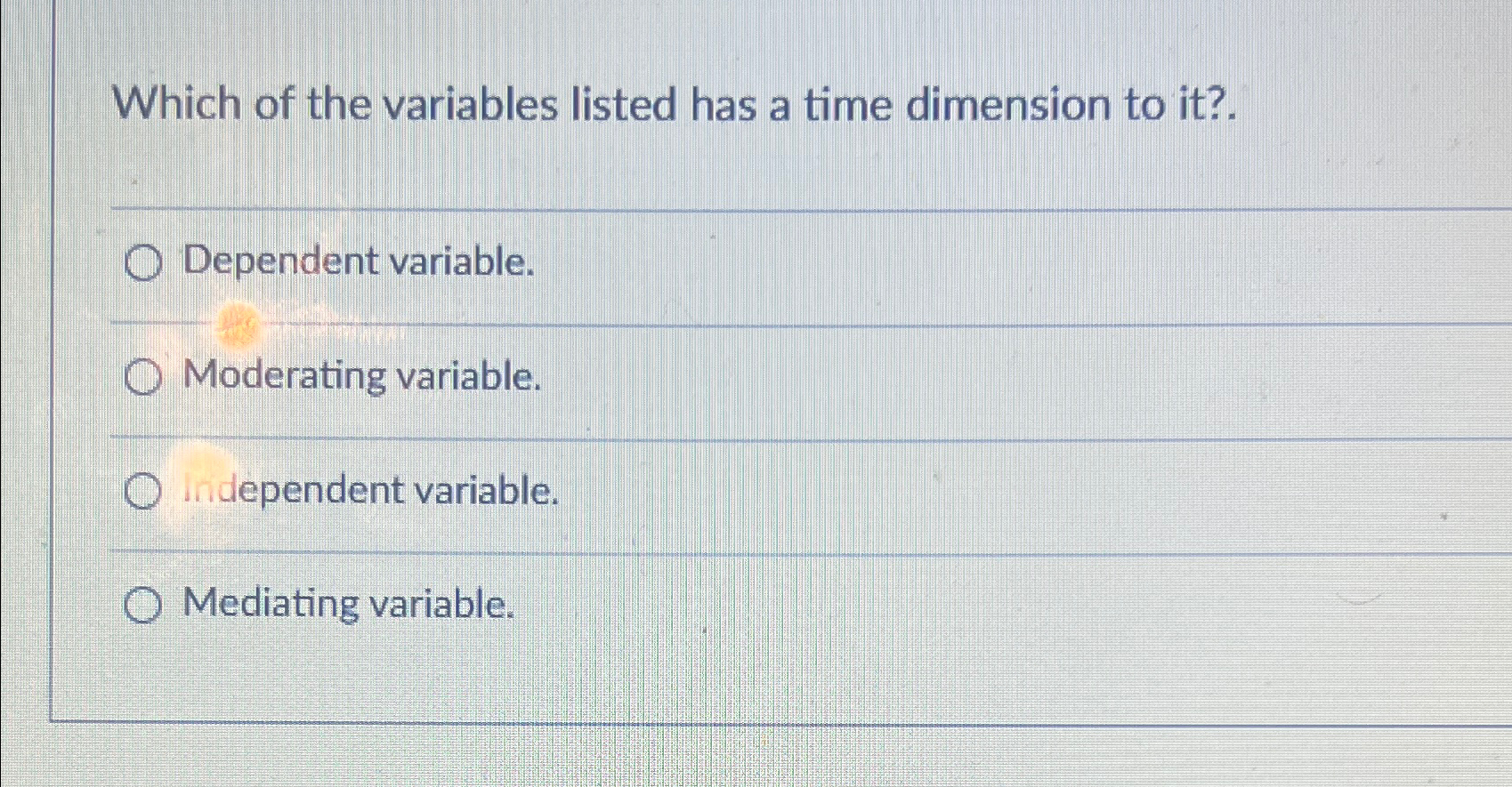 Solved Which of the variables listed has a time dimension to | Chegg.com