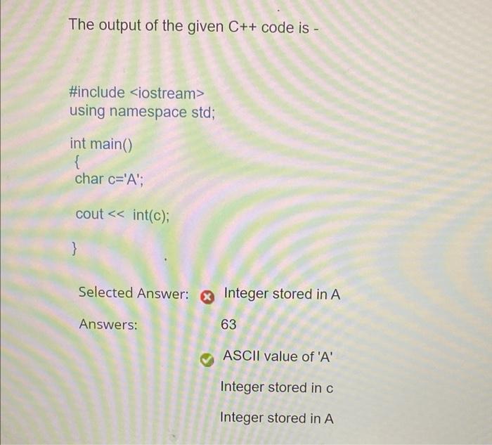 Solved The output of the given C++ code is #include using | Chegg.com