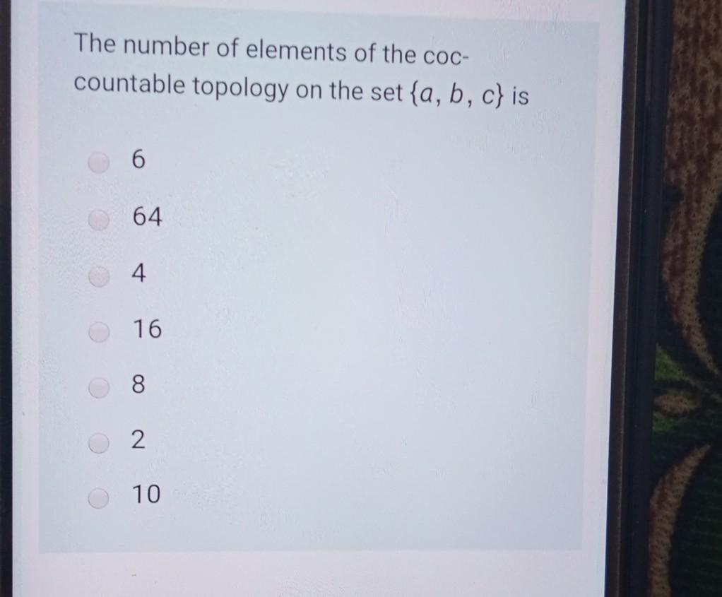 Solved The number of elements of the coc- countable topology | Chegg.com
