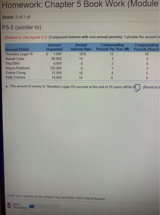 Solved Homework: Chapter 5 Book Work (Module Score: 0 of 1 | Chegg.com