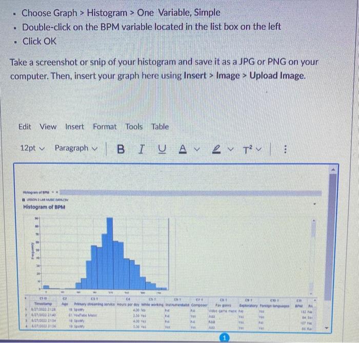 - Choose Graph > Histogram > One Variable, Simple - | Chegg.com