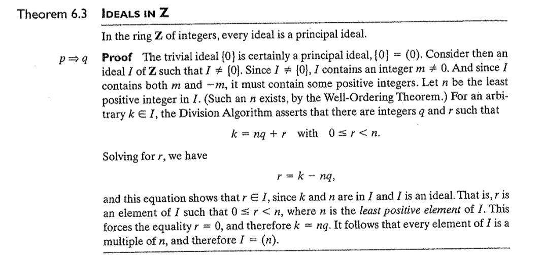 Solved Using Theorem 6.3. Prove that every ideals of Zn is a | Chegg.com