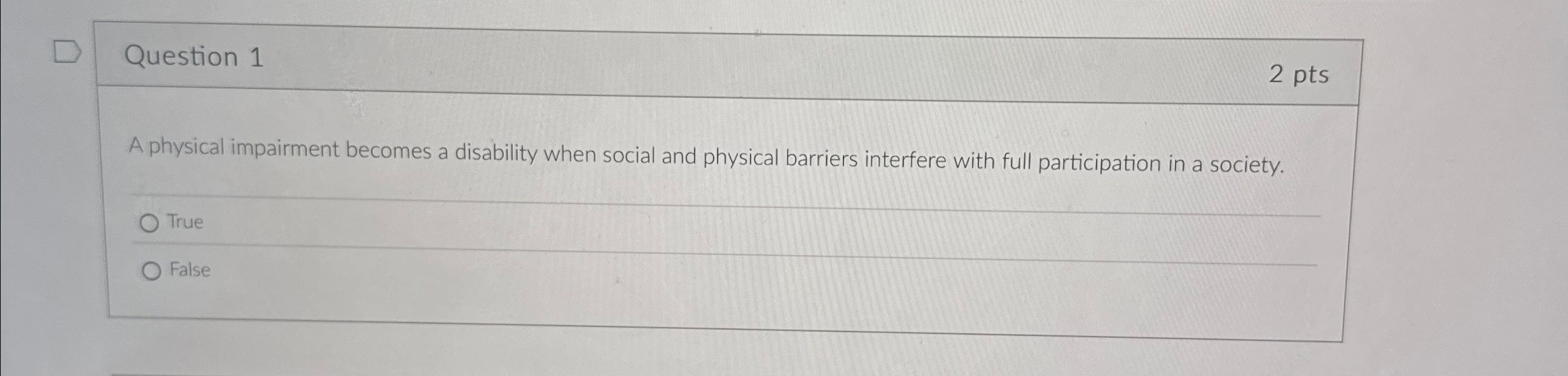 Solved Question 12 ﻿ptsA physical impairment becomes a | Chegg.com