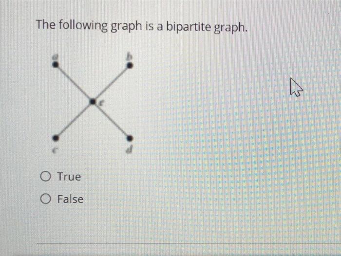 Solved The following graph is a bipartite graph. Å O True O | Chegg.com
