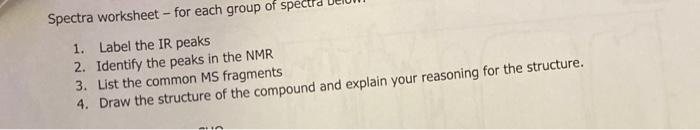 Solved Spectra worksheet - for each group of spectrd veiuri | Chegg.com