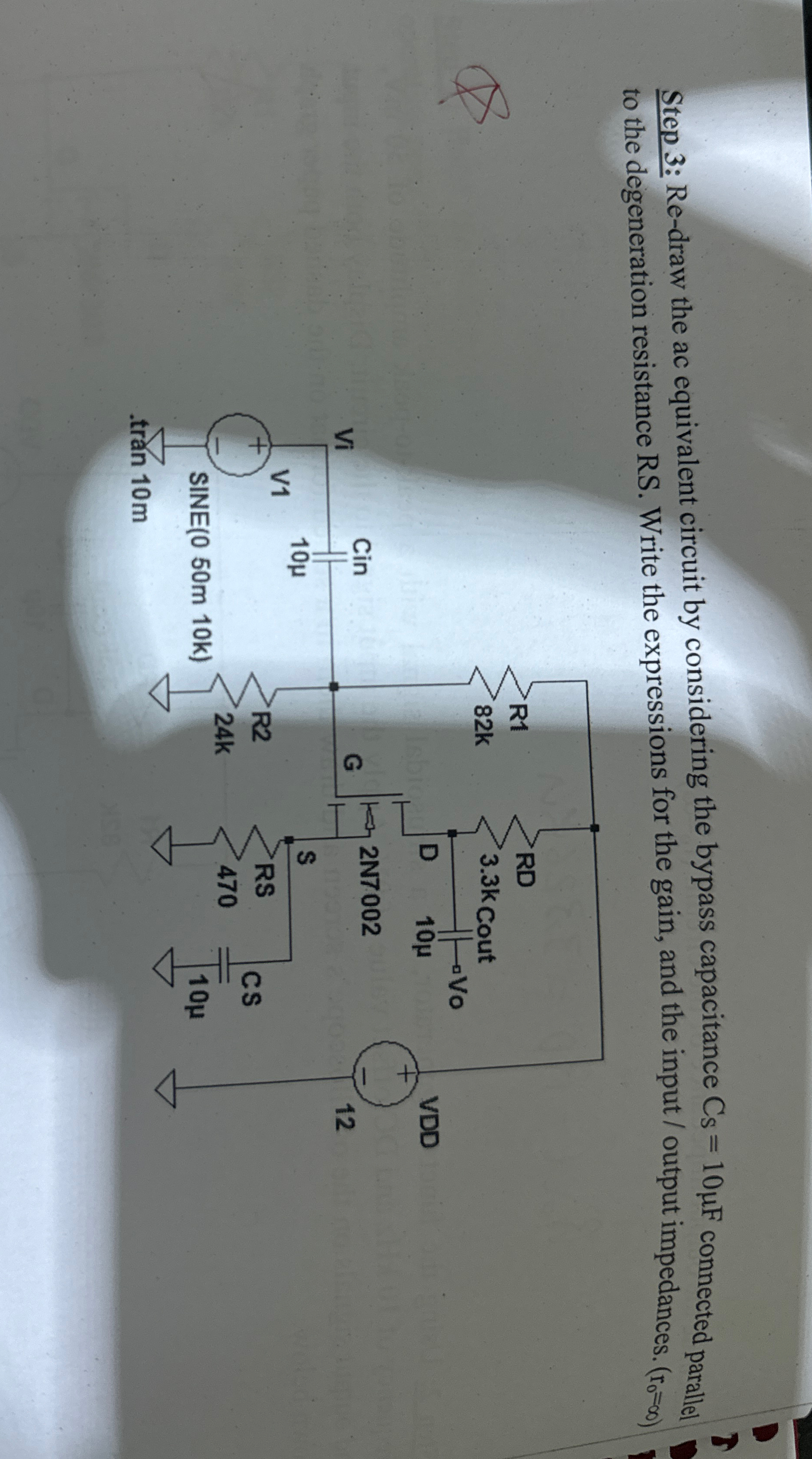 Solved Step 3: Re-draw the ac equivalent circuit by | Chegg.com