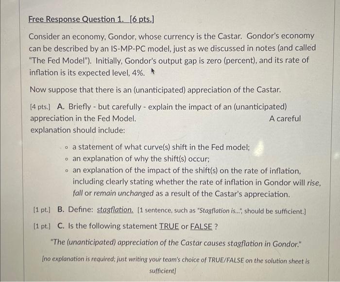Solved Consider an economy, Gondor, whose currency is the | Chegg.com