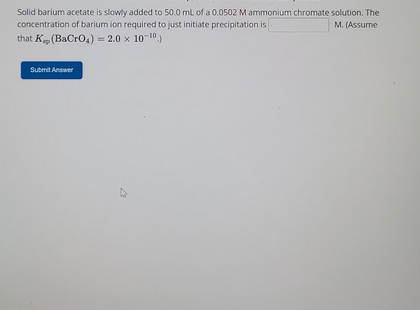Solved Solid barium acetate is slowly added to 50.0 mL of a | Chegg.com
