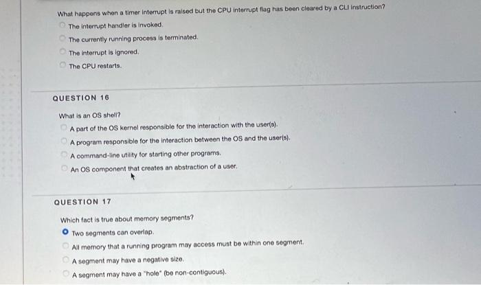 Solved What happens when a timer interrupt is raised but the | Chegg.com