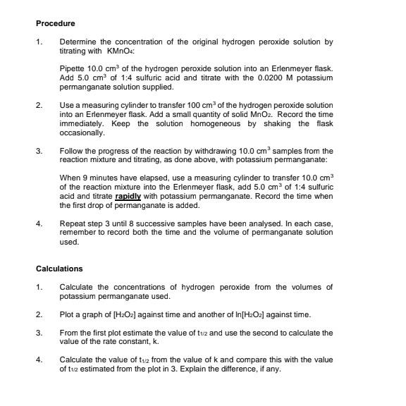 Solved Assignment 1: Determination of the rate constant for | Chegg.com