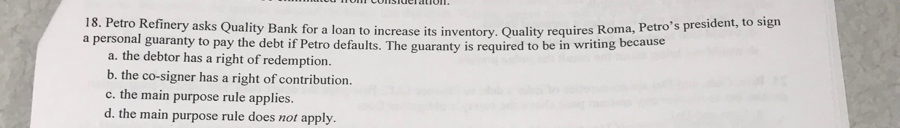 Solved Petro Refinery asks Quality Bank for a loan to | Chegg.com
