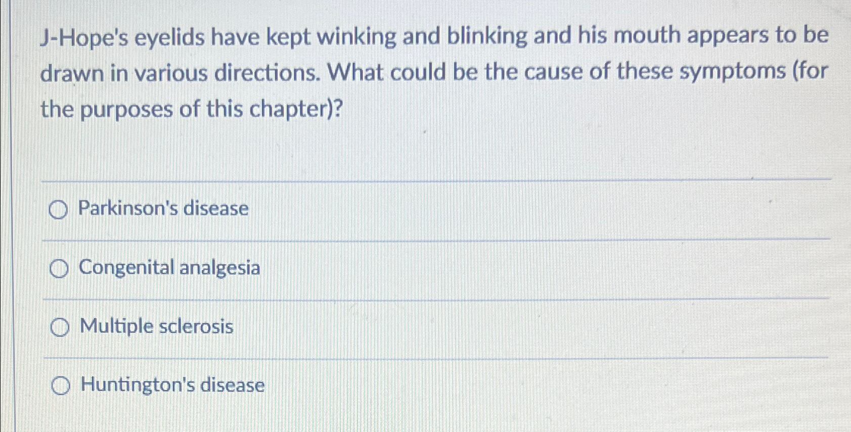 Solved J-Hope's eyelids have kept winking and blinking and | Chegg.com
