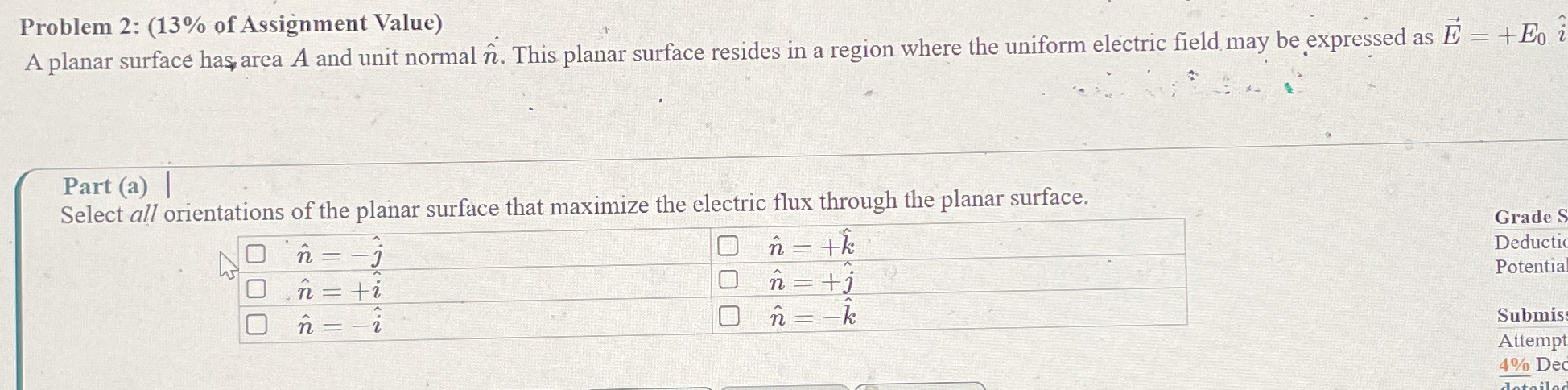 Solved Problem 2: (13% ﻿of Assignment Value)A planar surface | Chegg.com