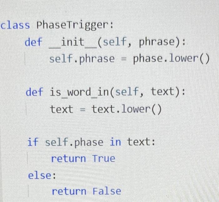 Solved mplement a phrase trigger subclass, TitleTrigger that | Chegg.com