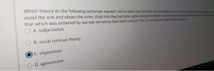 Which theory do the following sentences express. And | Chegg.com