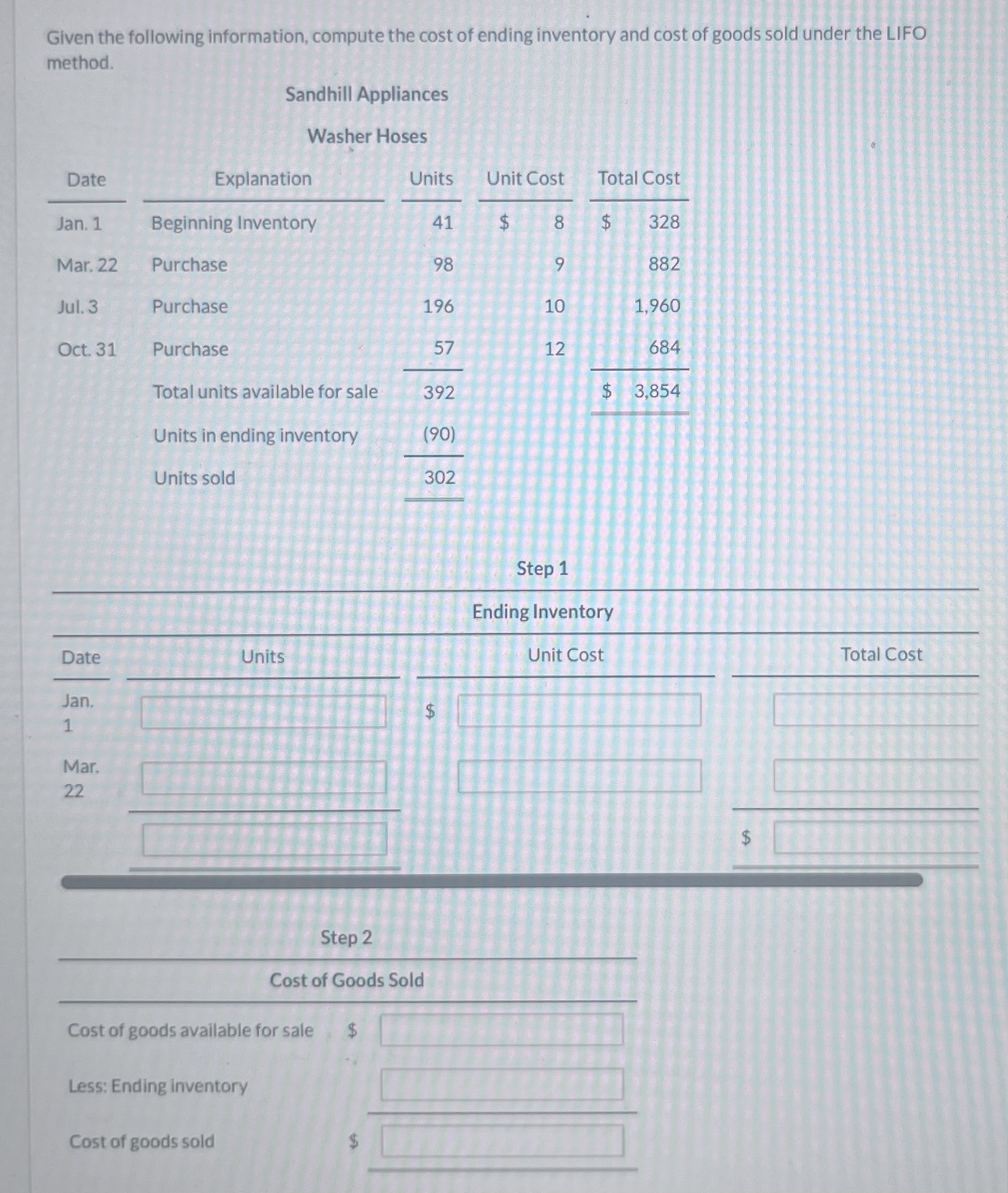 Solved Given the following information, compute the cost of | Chegg.com