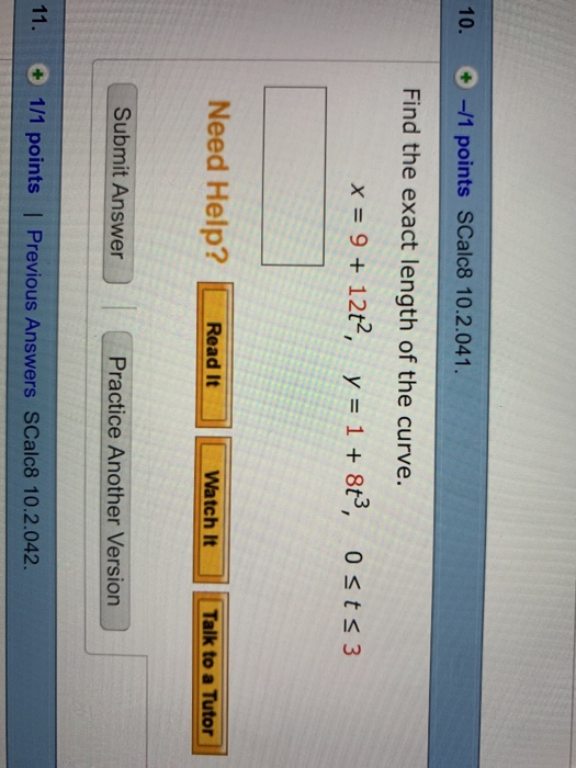 Solved 10. -11 points SCalc8 10.2.041. Find the exact length | Chegg.com Solved 10. -11 points SCalc8 10.2.041. Find the exact length | Chegg.com