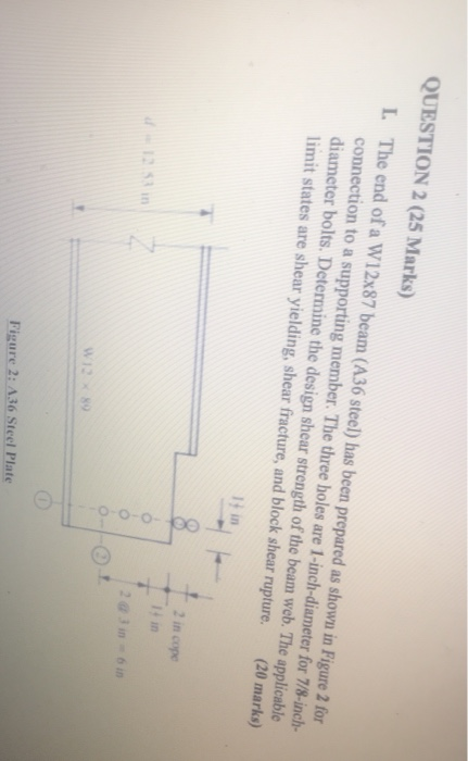 QUESTION 2 (25 Marks) I The end of a W12x87 beam (A36 | Chegg.com