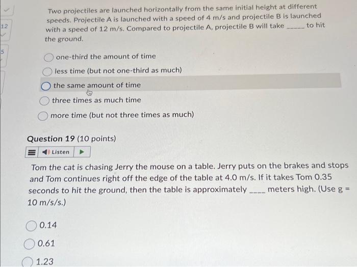 Solved Two projectiles are launched horizontally from the | Chegg.com