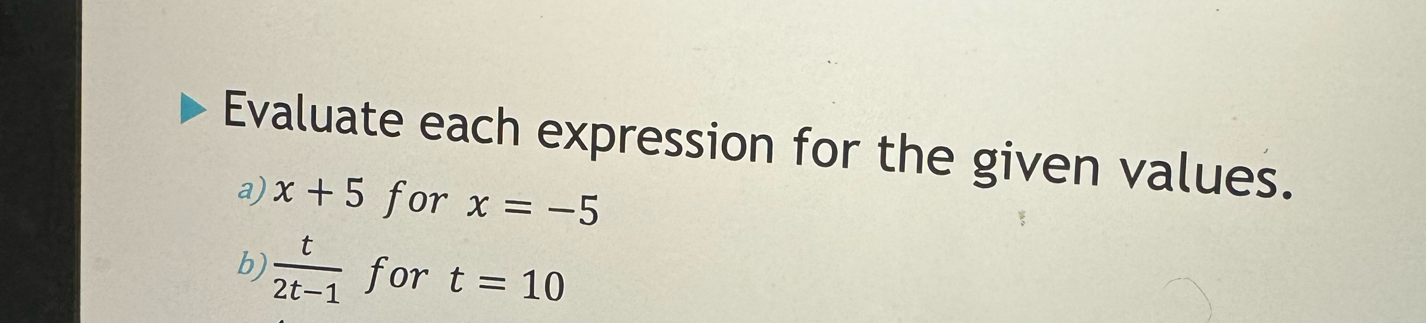 Solved Evaluate each expression for the given values.a) x+5 | Chegg.com