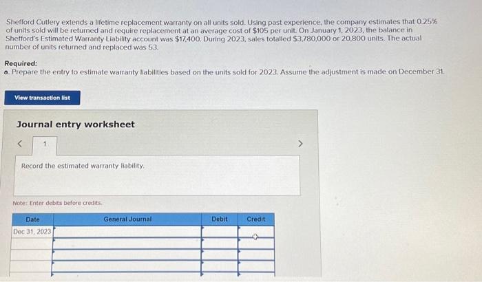 Solved b. Record the replacement of the units returned in | Chegg.com