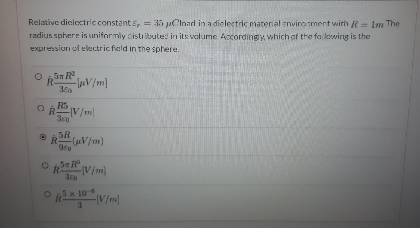 Solved Relative dielectric constant es = 35 pCload in a | Chegg.com