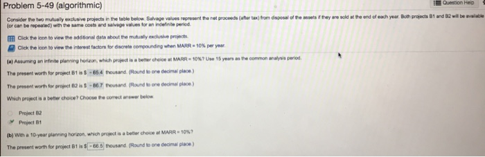 Solved Problem 5-49 (algorithmic) Question Help Consider the | Chegg.com