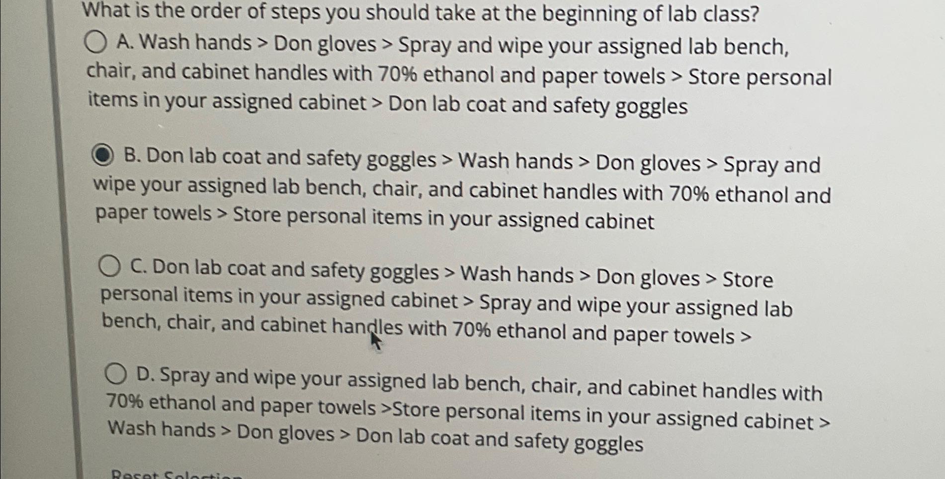 Solved What is the order of steps you should take at the | Chegg.com