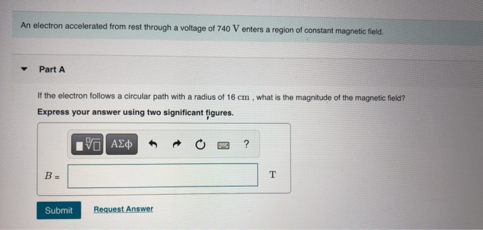 Solved An electron accelerated from rest through a voltage | Chegg.com