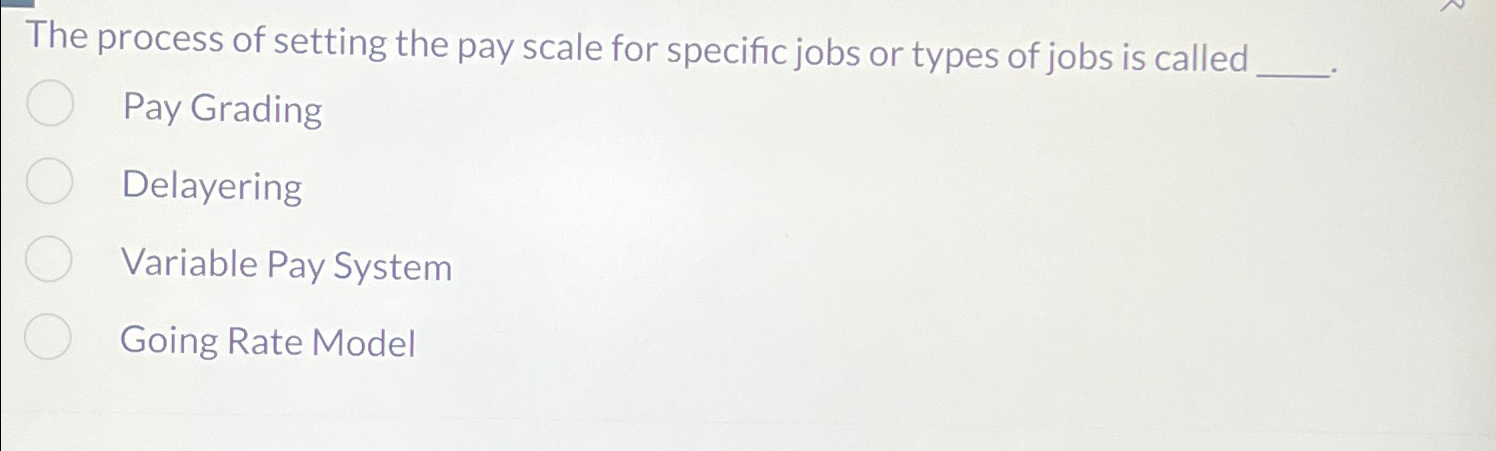 Solved The process of setting the pay scale for specific | Chegg.com