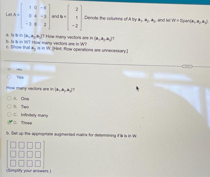 Solved Let A=⎣⎡10−3048−6−32⎦⎤ and b=⎣⎡21−2⎦⎤. Denote the | Chegg.com