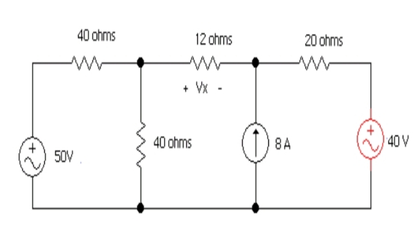 Solved Use superposition to obtain Vx in the circuit. | Chegg.com