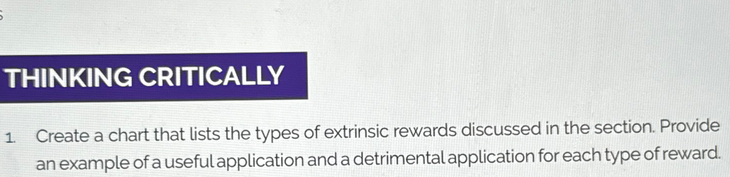 Solved THINKING CRITICALLYCreate a chart that lists the | Chegg.com