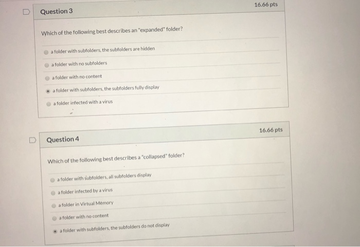 Solved What's a subfolder? a hidden folder a folder used in | Chegg.com