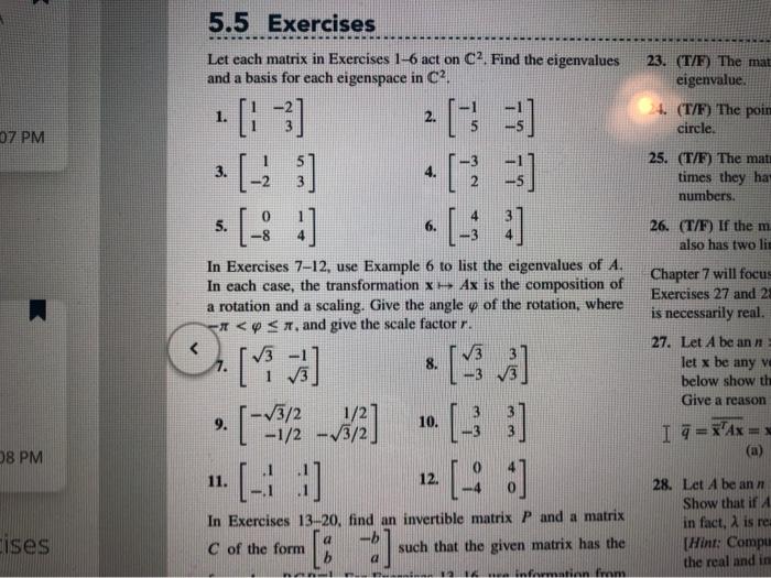 Solved 5.5 Exercises Let each matrix in Exercises 1-6 act on | Chegg.com Solved 5.5 Exercises Let each matrix in Exercises 1-6 act on | Chegg.com