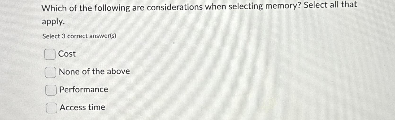 Solved Which of the following are considerations when | Chegg.com