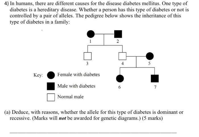 4) In humans, there are different causes for the | Chegg.com