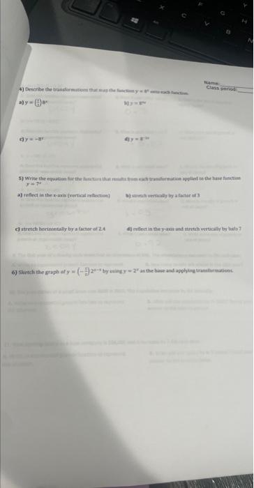 Solved a) y=(11)at M) =x व) y=−4r 4) y=e in y air 7i a) | Chegg.com
